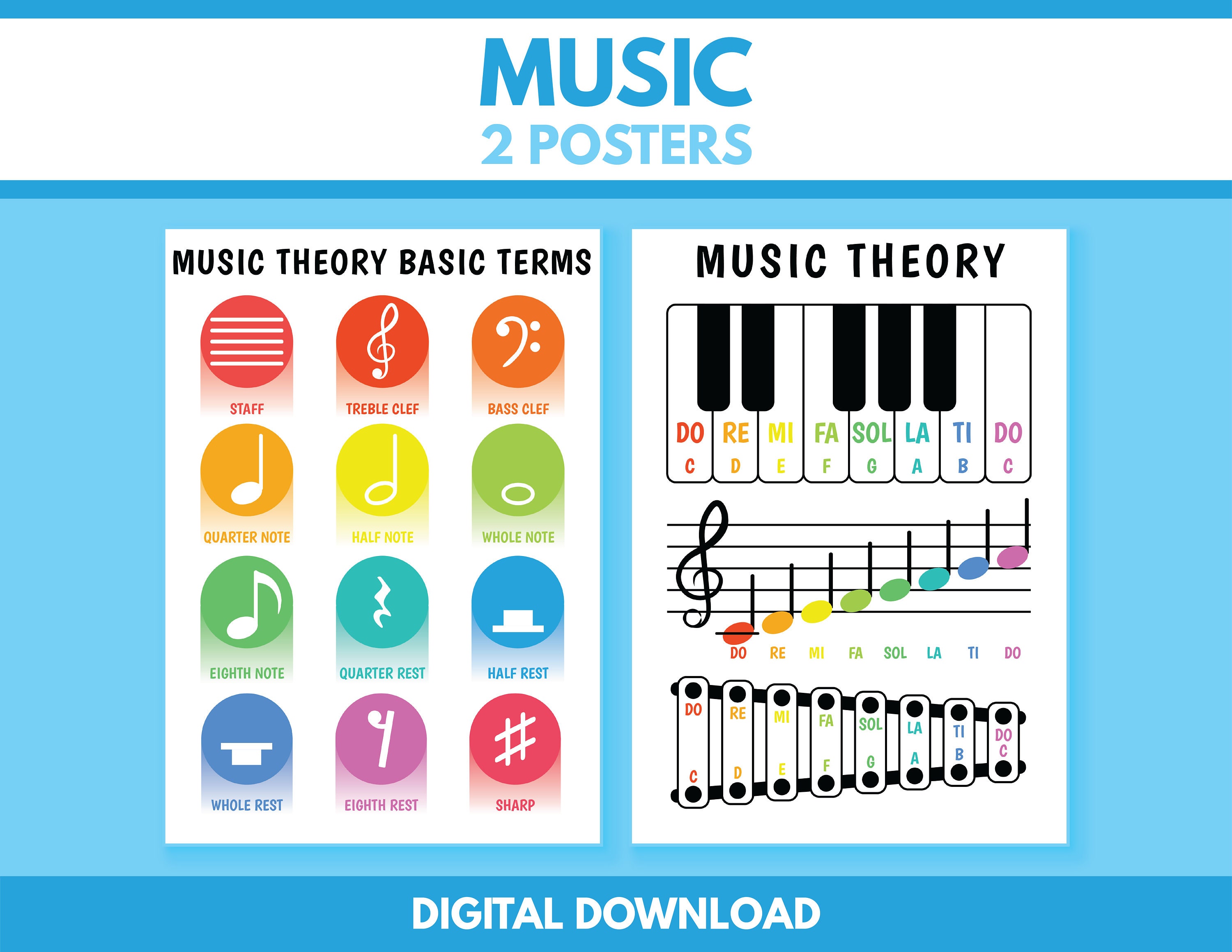 MUSIC POSTERS SET: Basic Terms Music Theory, Educational Posters ...