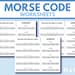 MORSE CODE Worksheets, Morse Alphabet, Homeschool Activity,educational ...