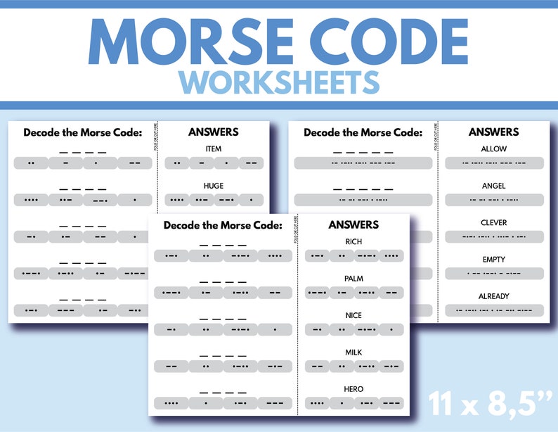 MORSE CODE Worksheets, Morse Alphabet, Homeschool Activity,educational ...