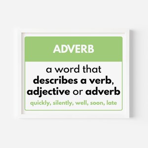 PARTS OF SPEECH - 8 Posters Set, English Grammar, Classroom Poster ...