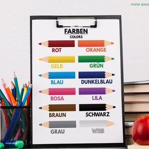 COLOR NAMES for Kids, German Language, Colors in German, Educational ...