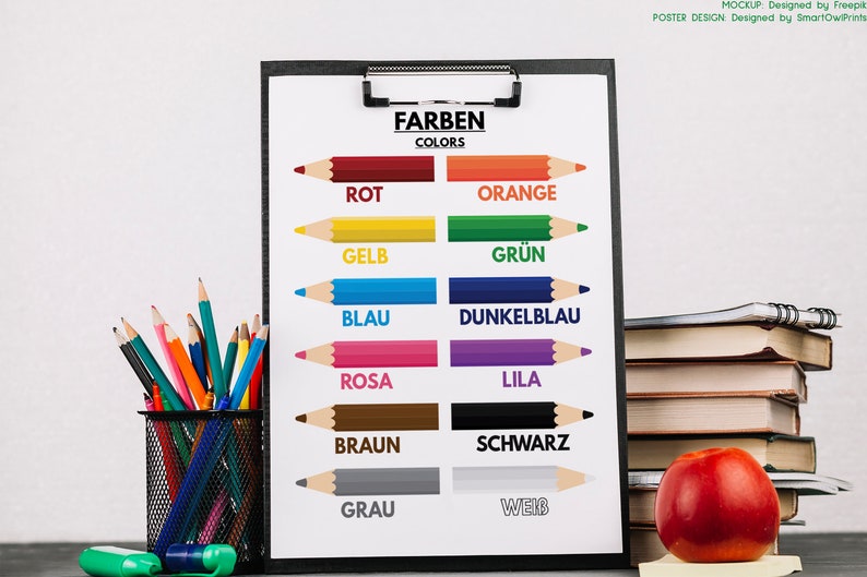 COLOR NAMES for Kids, German Language, Colors in German, Educational ...