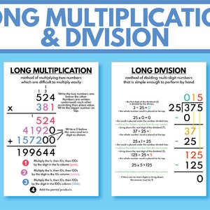 LONG MULTIPLICATION and DIVISION Posters Educational Posters - Etsy