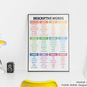 DESCRIPTIVE WORDS POSTER, Grammar Chart for Homeschool, English ...