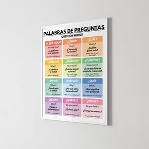 Spanish Language, QUESTION WORDS POSTER, Grammar Chart, Spanish ...
