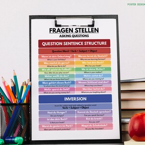 German Language, ASKING QUESTIONS - Set of 3 Posters, Grammar Chart ...