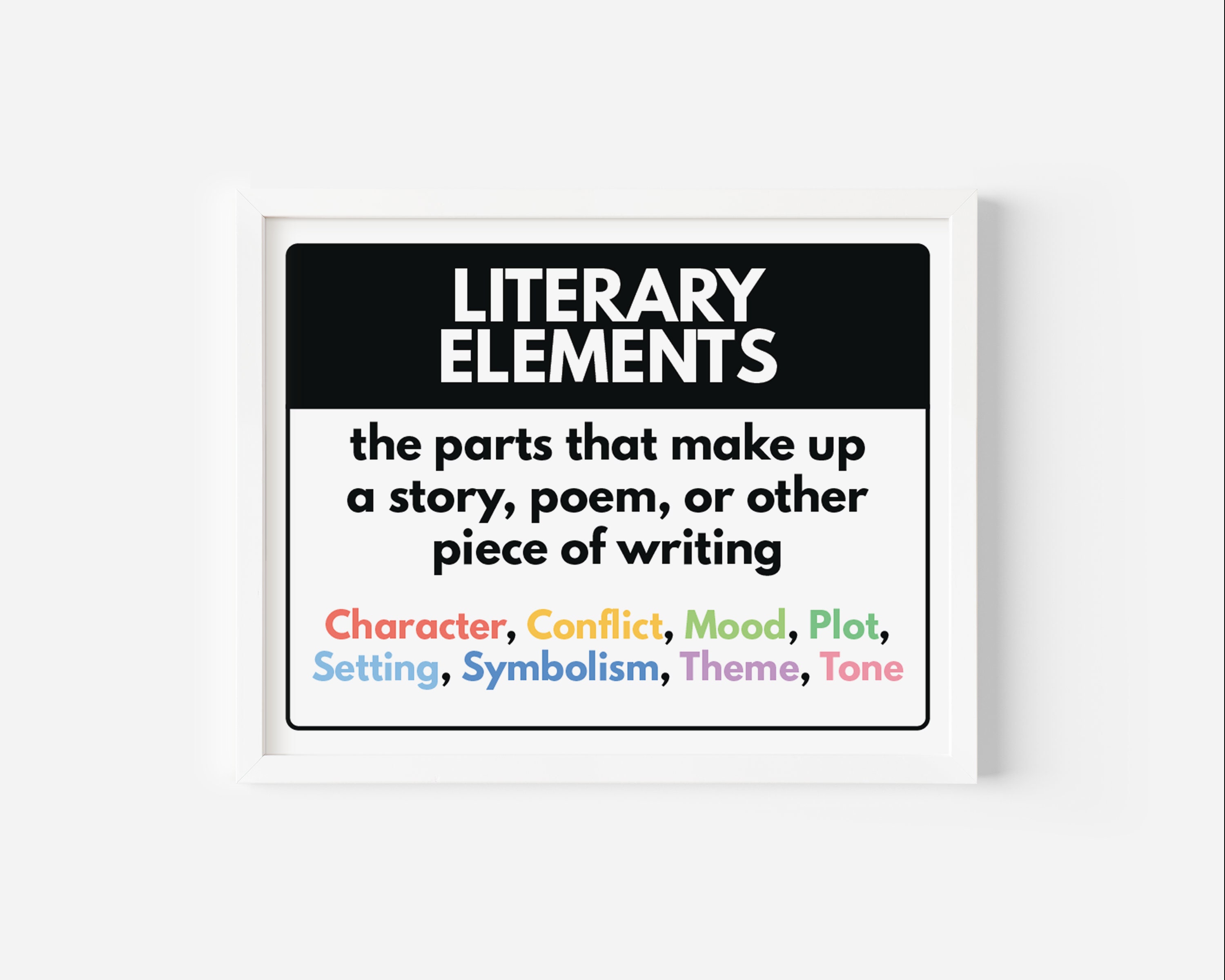 LITERARY ELEMENTS - Set of 9 Posters, English Language, English ...