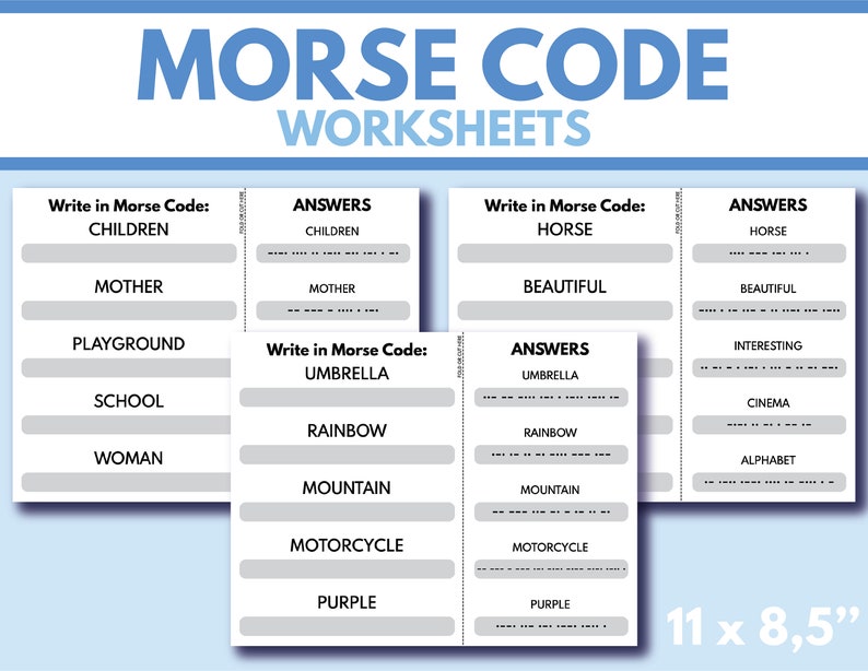 MORSE CODE Worksheets, Morse Alphabet, Homeschool Activity,educational ...