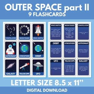 SOLAR SYSTEM FLASHCARDS for Kids, 27 Flash Cards, Montessori Learning ...