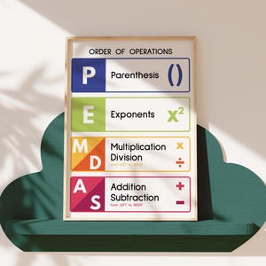 PEMDAS POSTER, Order of Operations, Printable Educational Posters, Math ...