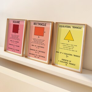 SHAPES FACTS for Kids, Set of 8 Posters, GEOMETRY Poster, Educational ...