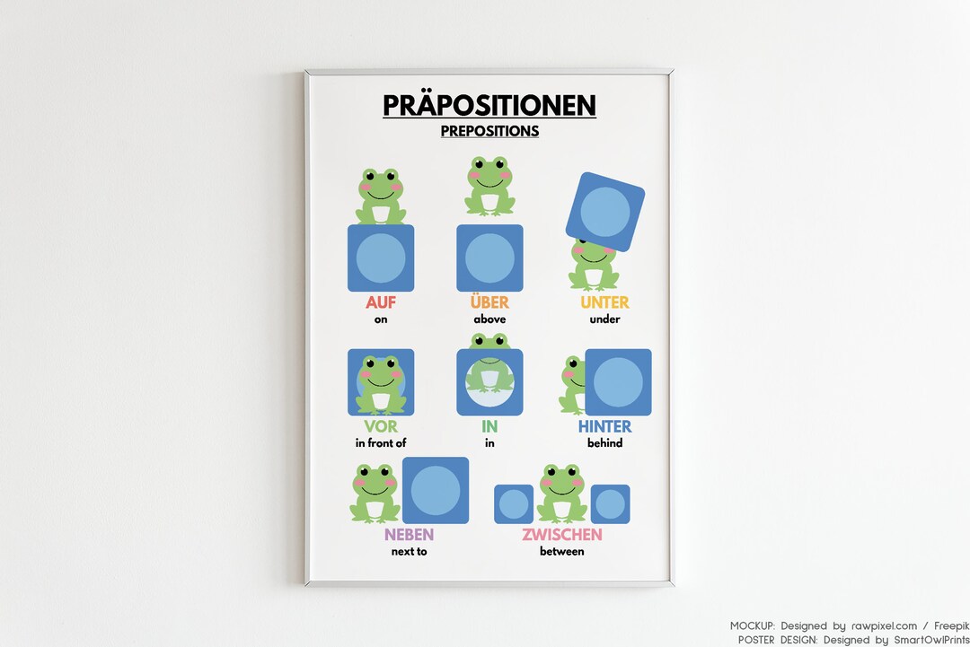 PREPOSITIONS for Kids German Language Grammar and Vocabulary - Etsy
