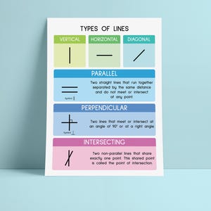 TYPES OF LINES, Educational Poster, Geometry Classroom Wall Art ...