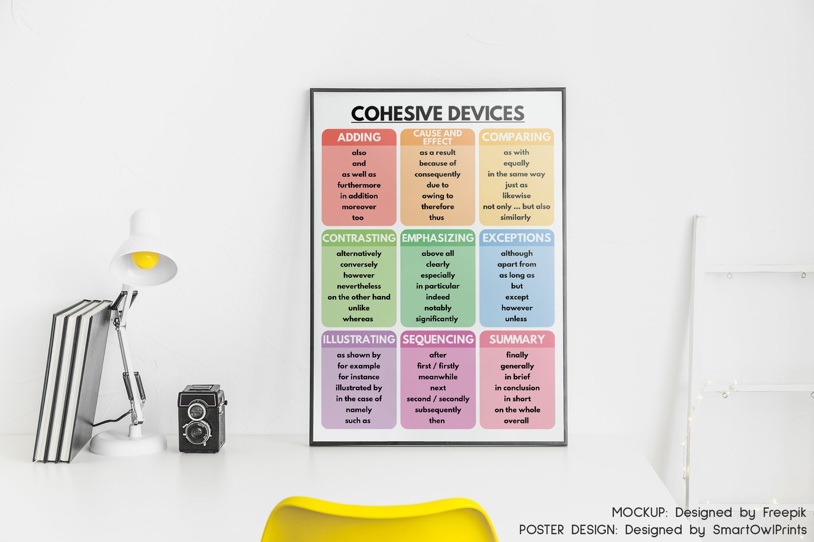 COHESIVE DEVICES POSTER, Grammar Anchor Chart for Homeschool, English ...
