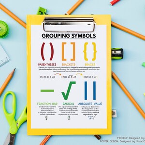 GRUPING SYMBOLS Math Symbols Chart GEMDAS Rules Educational - Etsy