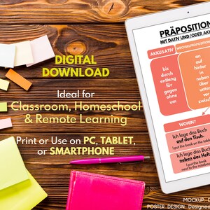 German Language, PREPOSITION POSTER Dative and Accusative, Grammar ...