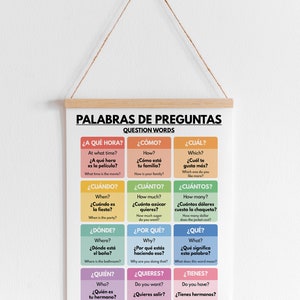 Spanish Language, QUESTION WORDS POSTER, Grammar Chart, Spanish ...