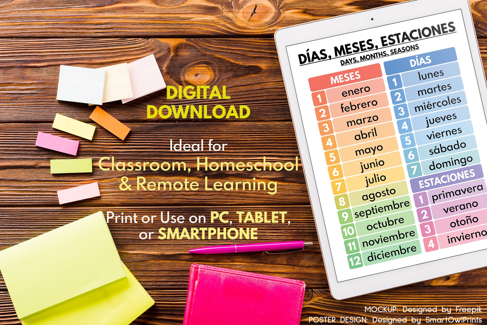 Spanish Language, DAYS MONTHS SEASONS in Spanish, Quick Reference Cheat ...