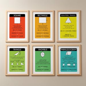 GEOMETRY SHAPES CHARTS for Kids - Set of 8 Posters, Geometry Poster ...