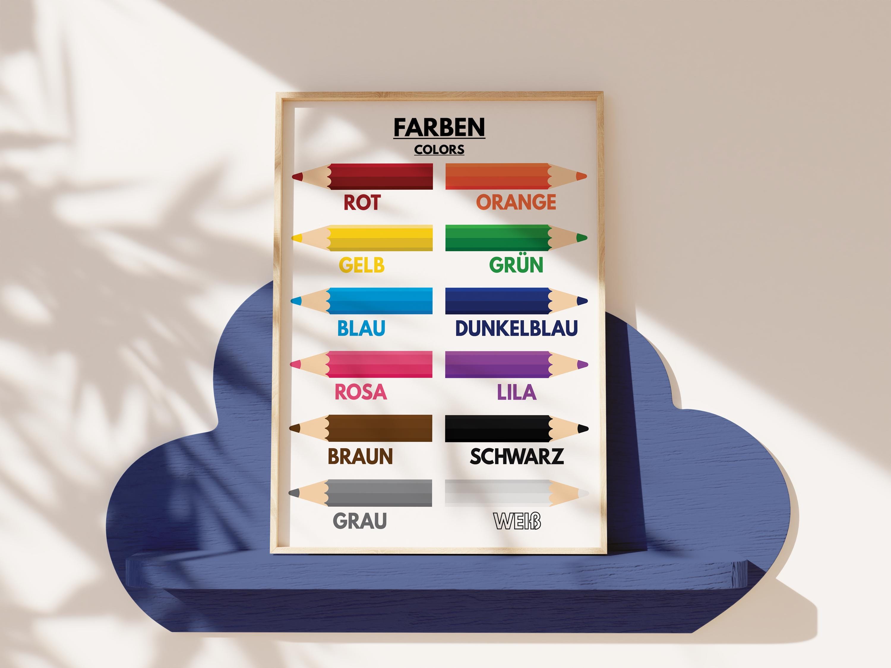 COLOR NAMES for Kids, German Language, Colors in German, Educational ...
