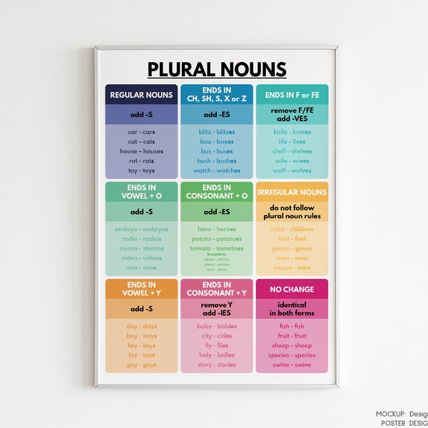 Plural Nouns Anchor Chart - Etsy