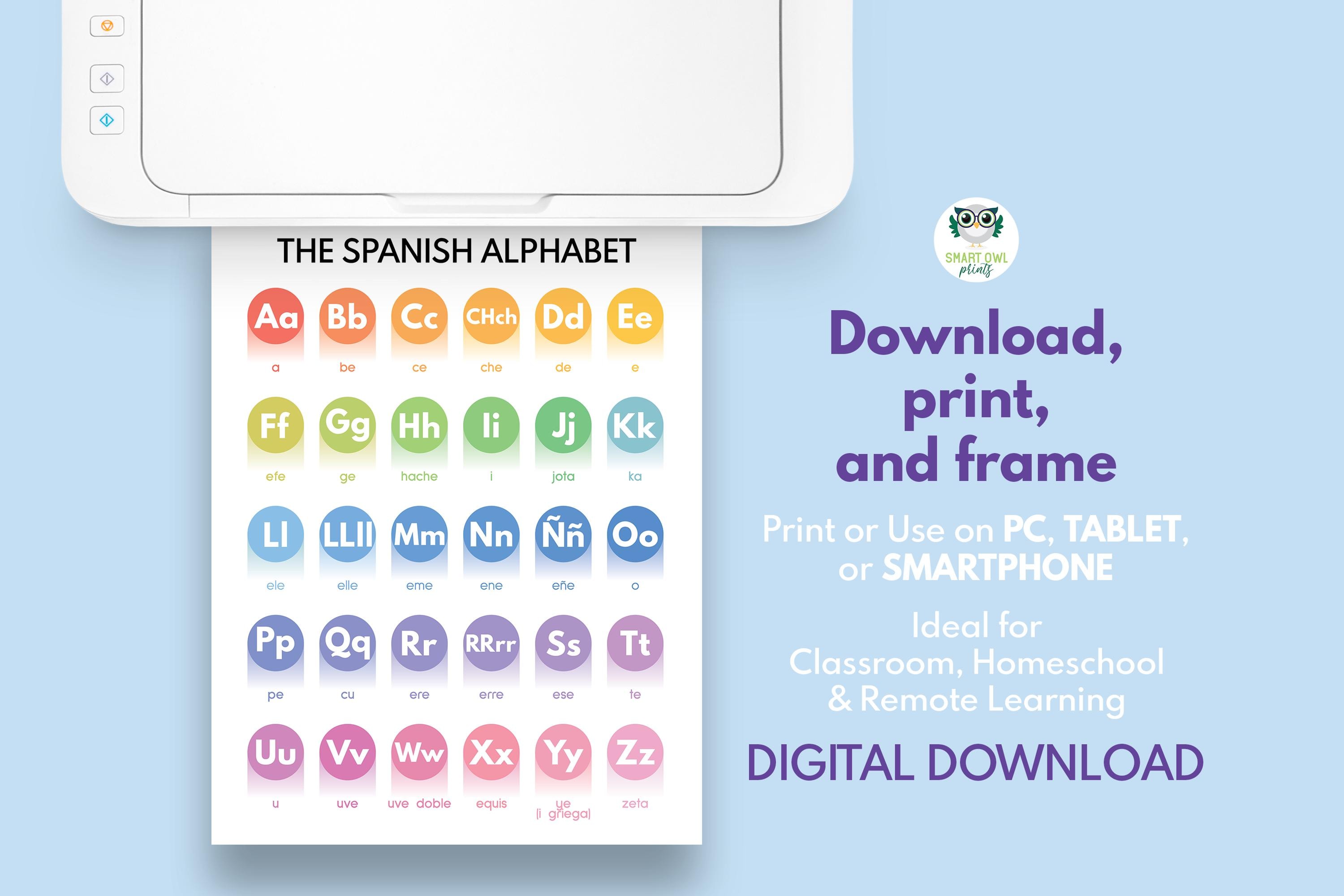 SPANISH ALPHABET POSTER, Spanish Letters, Chart for Homeschool ...