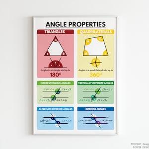 ANGLES POSTERS SET, Types of Angles, Measuring Angles, Properties ...