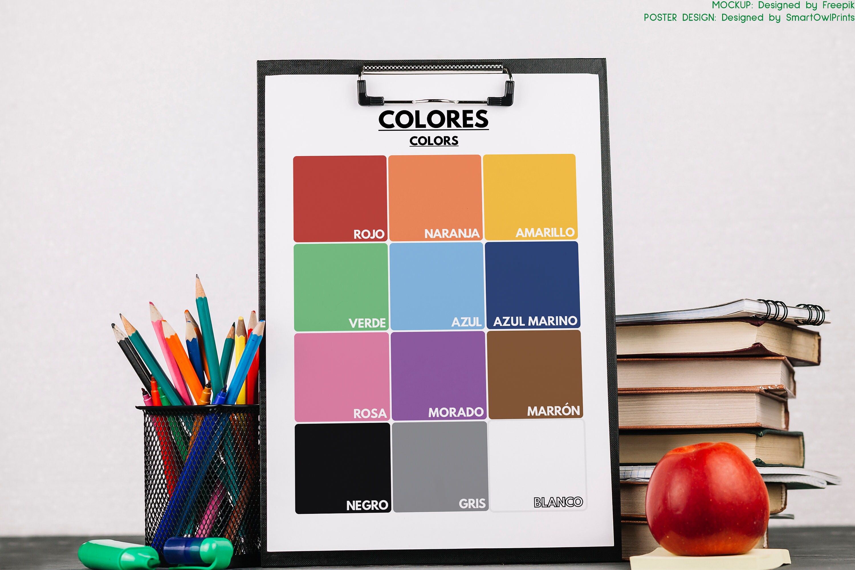 COLOR NAMES, Spanish Language, Educational Poster, Learn Colors ...