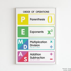 PEMDAS POSTER, Learn Order of Operations, Printable Educational Poster ...