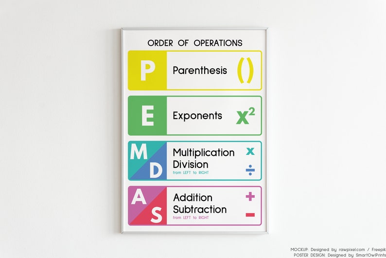 PEMDAS POSTER Learn Order of Operations Printable | Etsy