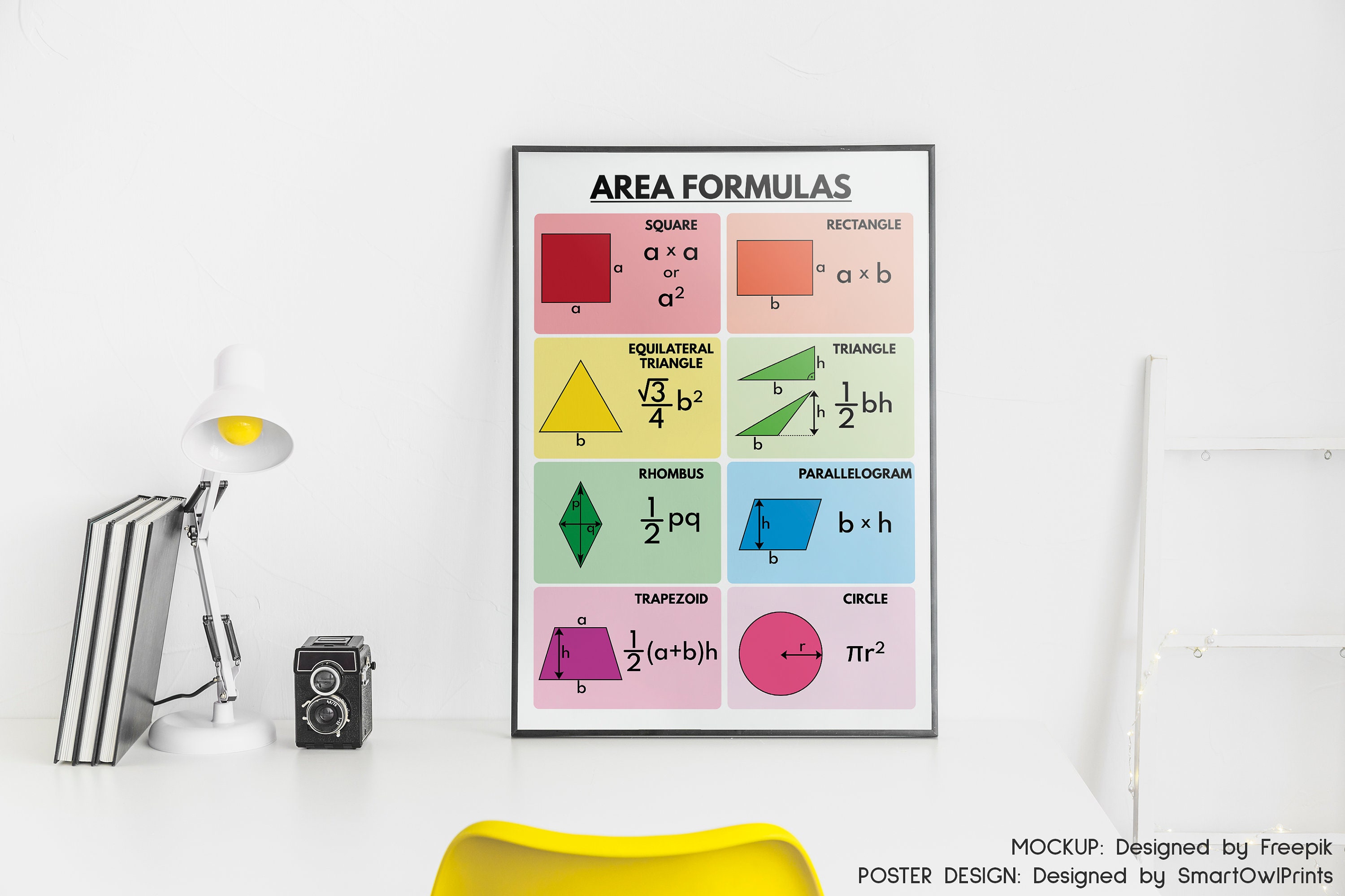 AREA & VOLUME FORMULAS, Geometry, Geometric Shapes, Educational Posters ...