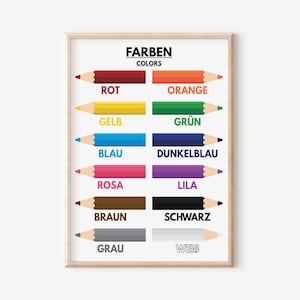 COLOR NAMES for Kids, German Language, Colors in German, Educational ...