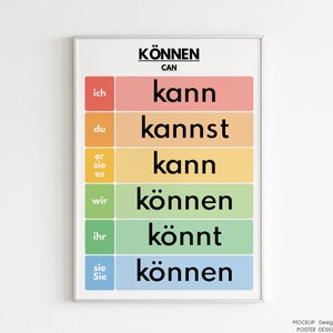 German Language, REGULAR and MODAL VERBS, Conjugation, Grammar Chart ...
