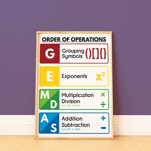 GEMDAS POSTER, Math Teacher Resources, Printable Educational Posters ...