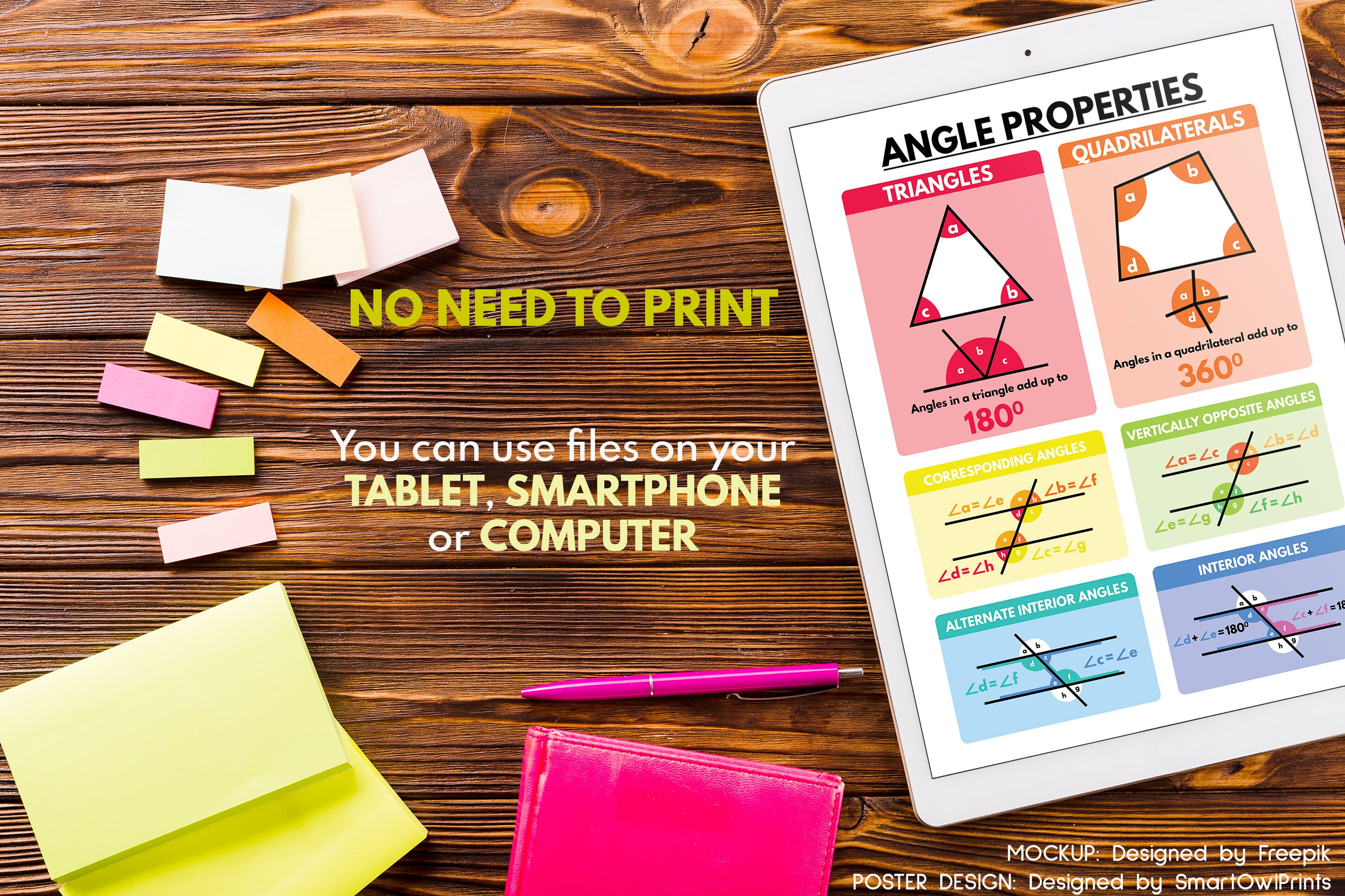ANGLE PROPERTIES POSTER, Geometry, Educational Posters, Math Classroom ...