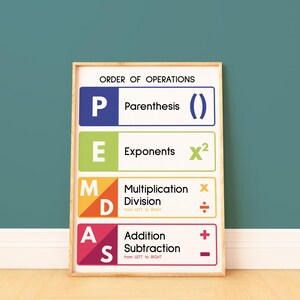 PEMDAS POSTER, Order of Operations, Printable Educational Posters, Math ...