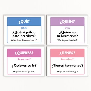 Spanish Language, QUESTION WORDS Set of 12 Letter Size Posters, Grammar ...
