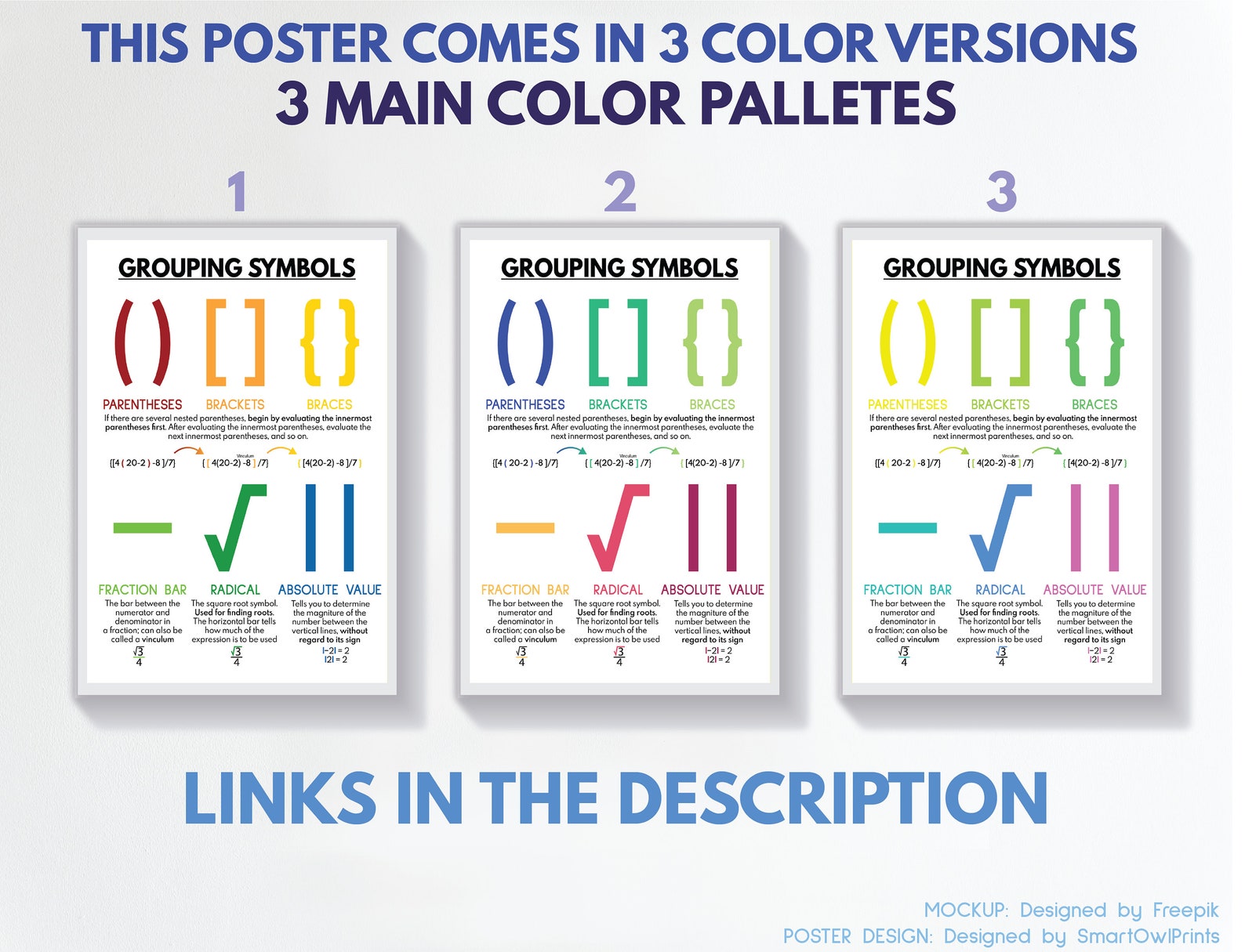 GRUPING SYMBOLS Math Symbols GEMDAS Educational Poster - Etsy