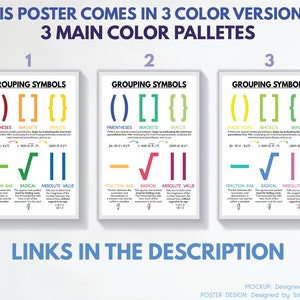 GRUPING SYMBOLS Math Symbols GEMDAS Educational Posters - Etsy