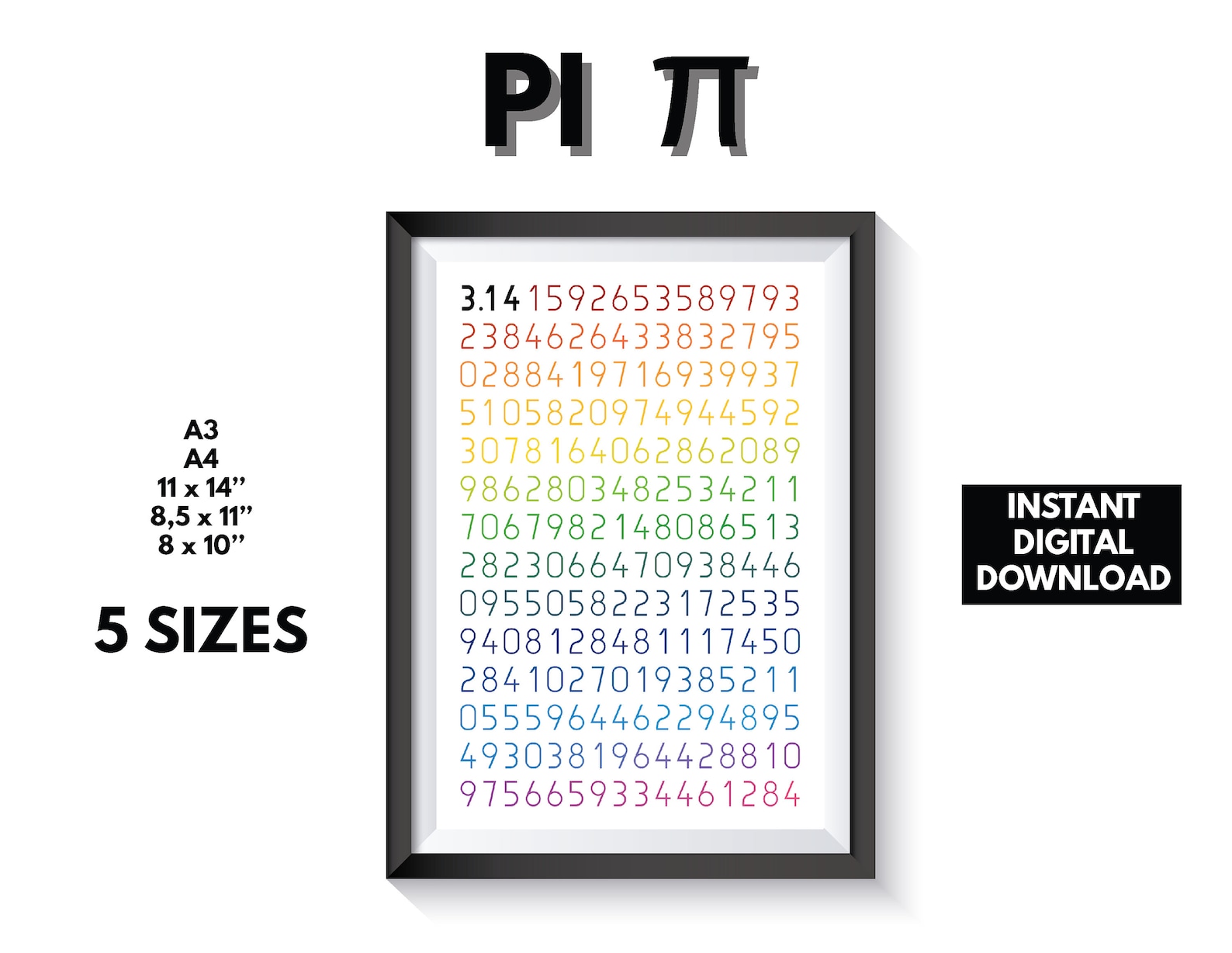 PI NUMBER Poster Educational Poster Math Rainbow Colors - Etsy