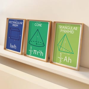 VOLUME FORMULAS Set of 8 Posters, 3D Geometry, 3D Shapes, Educational ...