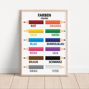 COLOR NAMES for Kids, German Language, Colors in German, Educational ...