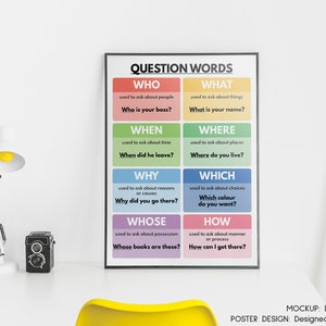 QUESTION WORDS POSTER, English Language, Grammar Chart, English ...