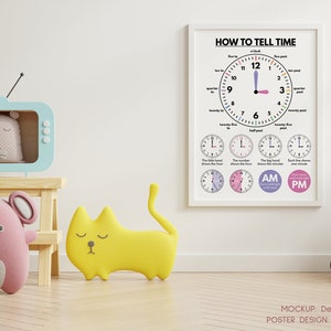 How to TELL TIME Poster, Educational Poster, What Time is It Learning ...