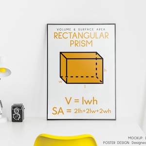 VOLUME and SURFACE AREA Formulas Posters Set, Geometry, 3D Shapes ...