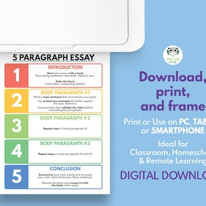 WRITING AN ESSAY Poster, How to Write an Essay, 5 Paragraph Essay ...