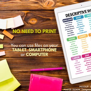 DESCRIPTIVE WORDS POSTER, English Language, Reference Guide ...