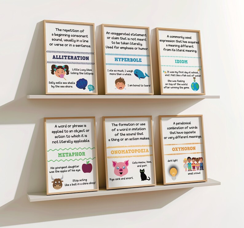 FIGURATIVE LANGUAGE - Set of 8 Posters, English Language, Classroom ...