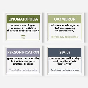 FIGURATIVE LANGUAGE - Set of 9 Posters, English Classroom Art ...