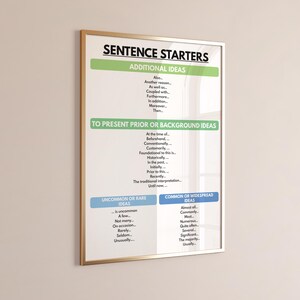 SENTENCE STARTERS - Set of 3 Posters, Writing an Essay, Homeschool ...